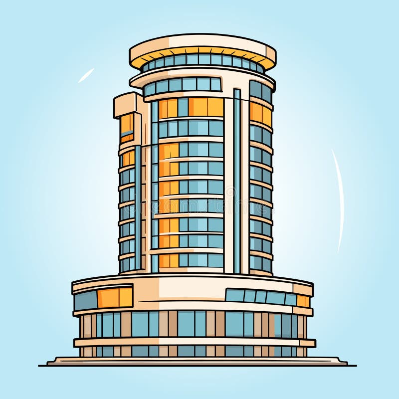 Cartoon Modern Skyscraper Building, Vector Illustration Stock Vector ...