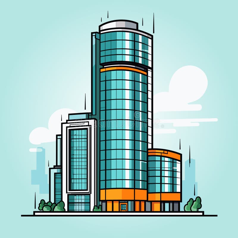 Cartoon Modern Skyscraper Building, Vector Illustration Stock Vector ...