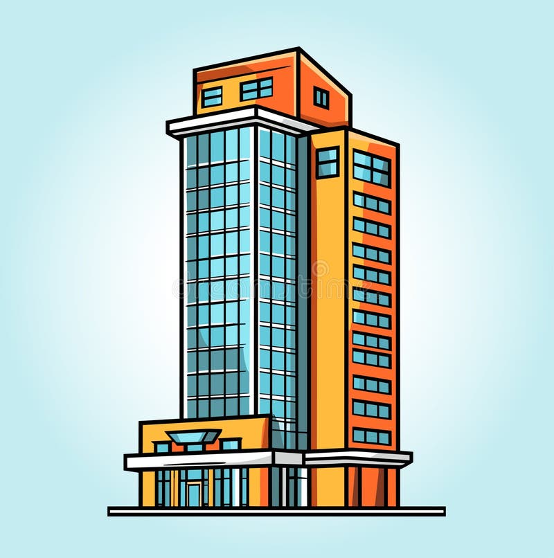 Cartoon Modern Skyscraper Building, Vector Illustration Stock Vector ...