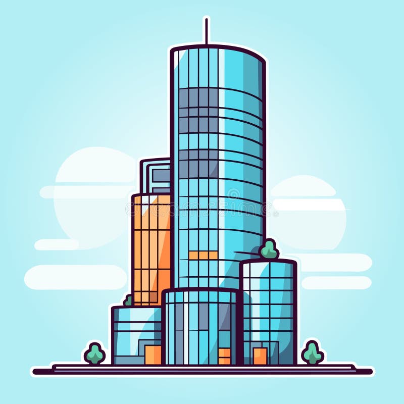 Cartoon Modern Skyscraper Building, Vector Illustration Stock Vector ...