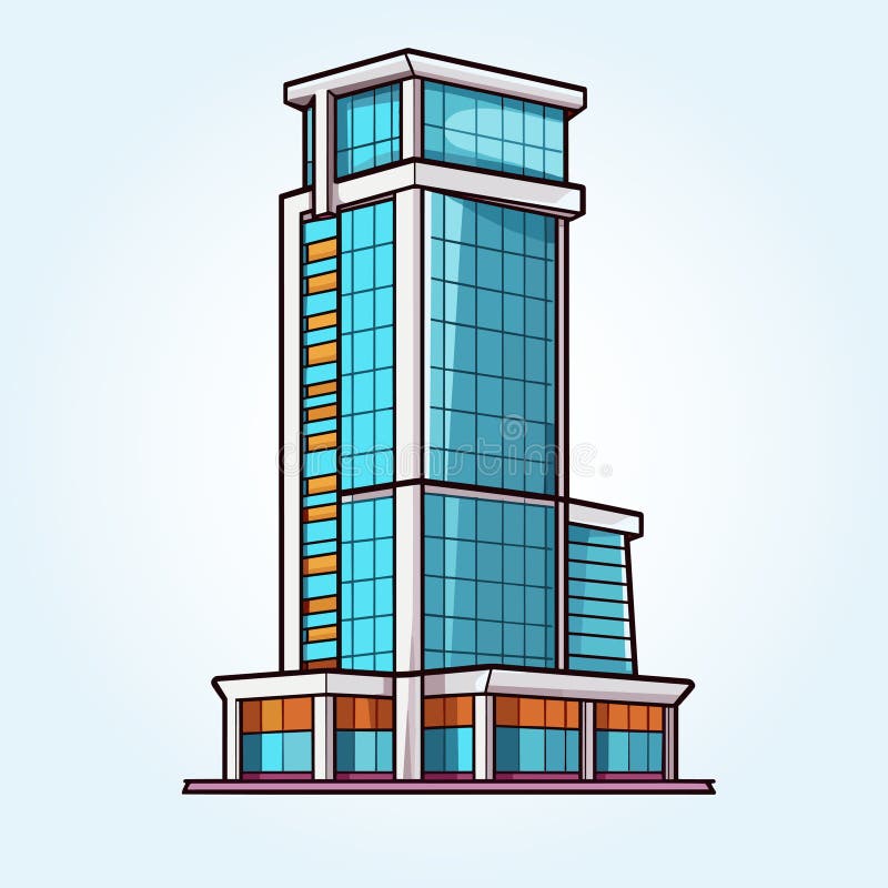 Cartoon Modern Skyscraper Building, Vector Illustration Stock Vector ...
