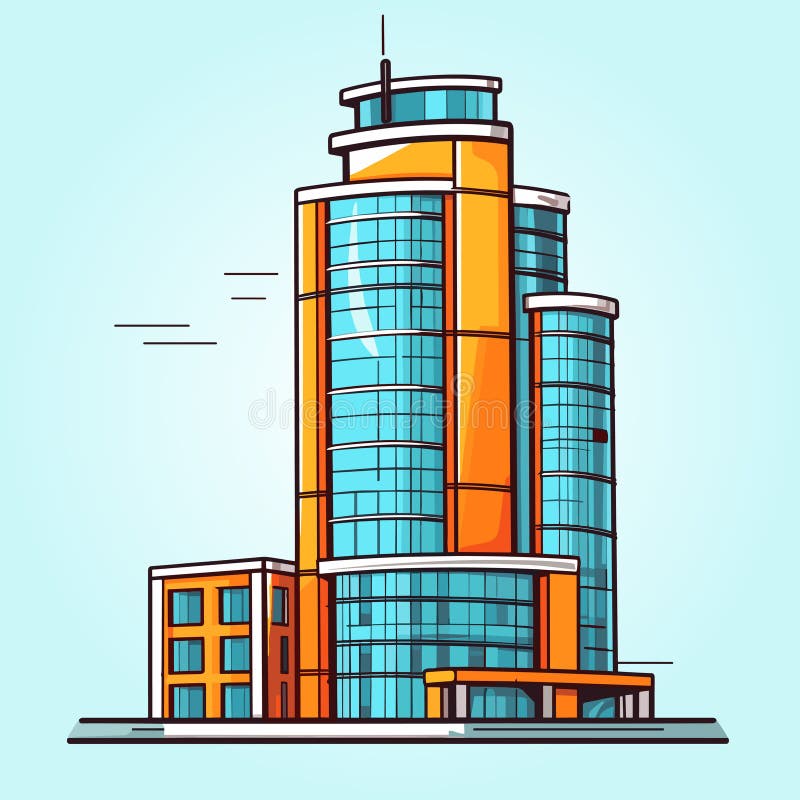 Cartoon Modern Skyscraper Building, Vector Illustration Stock Vector ...