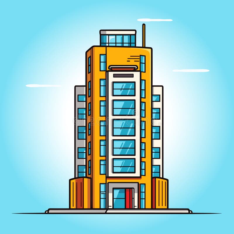 Cartoon Modern Skyscraper Building, Vector Illustration Stock Vector ...