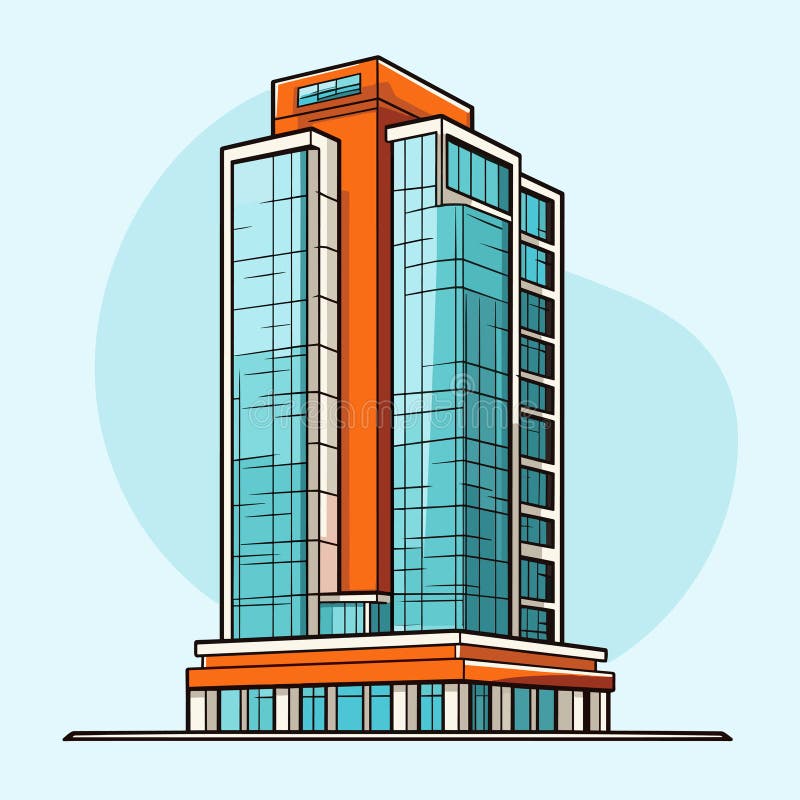 Cartoon Modern Skyscraper Building, Vector Illustration Stock Vector ...