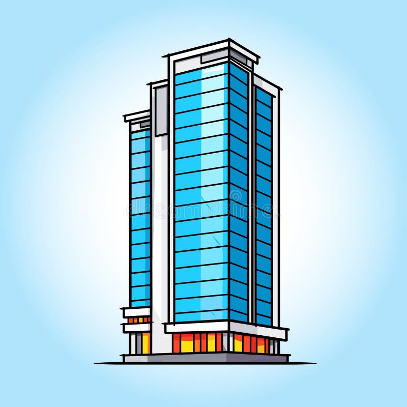 Cartoon Modern Skyscraper Building, Vector Illustration Stock Vector ...