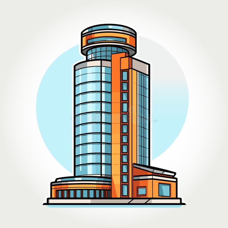 Cartoon Modern Skyscraper Building, Vector Illustration Stock Vector ...