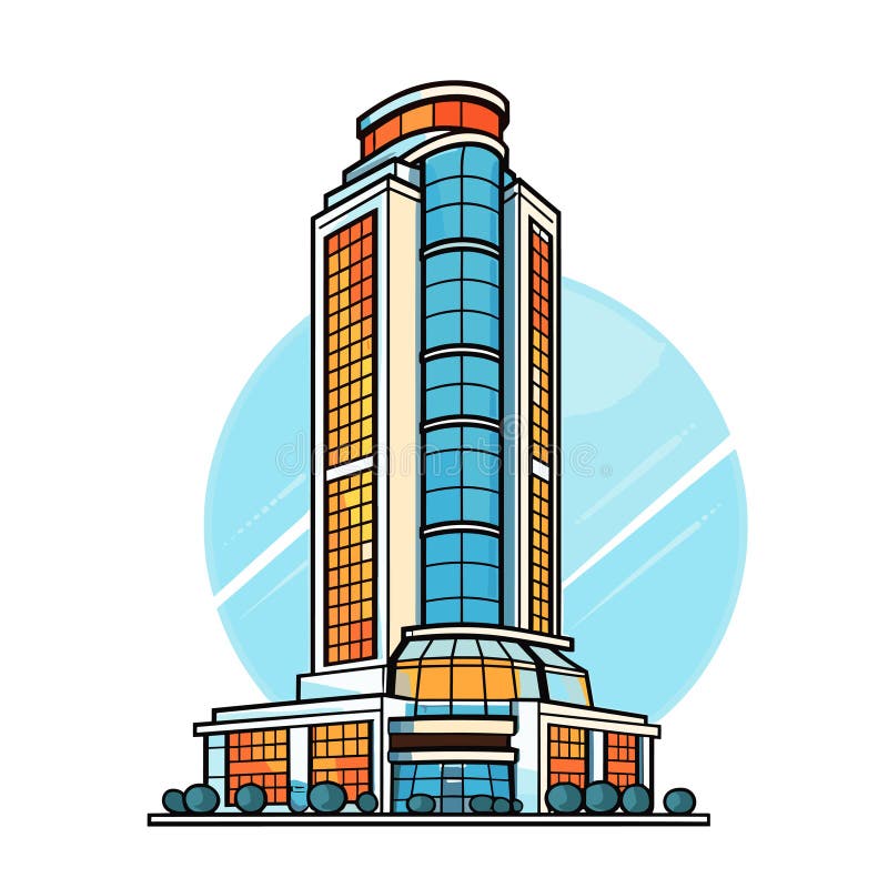 Cartoon Modern Skyscraper Building, Vector Illustration Stock Vector ...