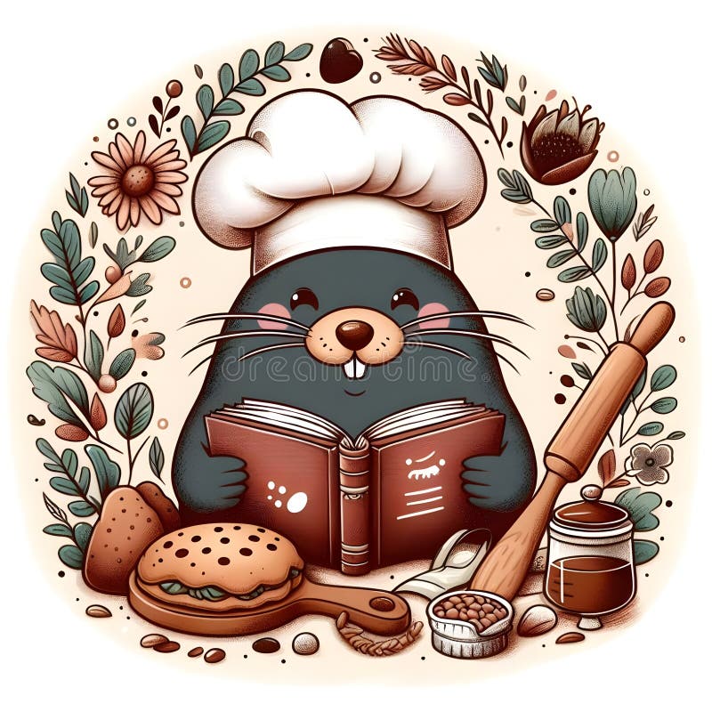 Cartoon Mole Chef with Recipe Stock Illustration - Illustration of ...
