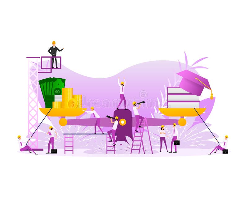 Cartoon Money Education Scale for Concept Design. Flat People Stock ...