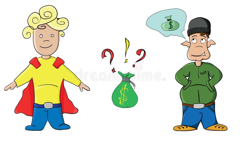 Cartoon Money Elf and Superman Kid Boy Stock Vector - Illustration of ...