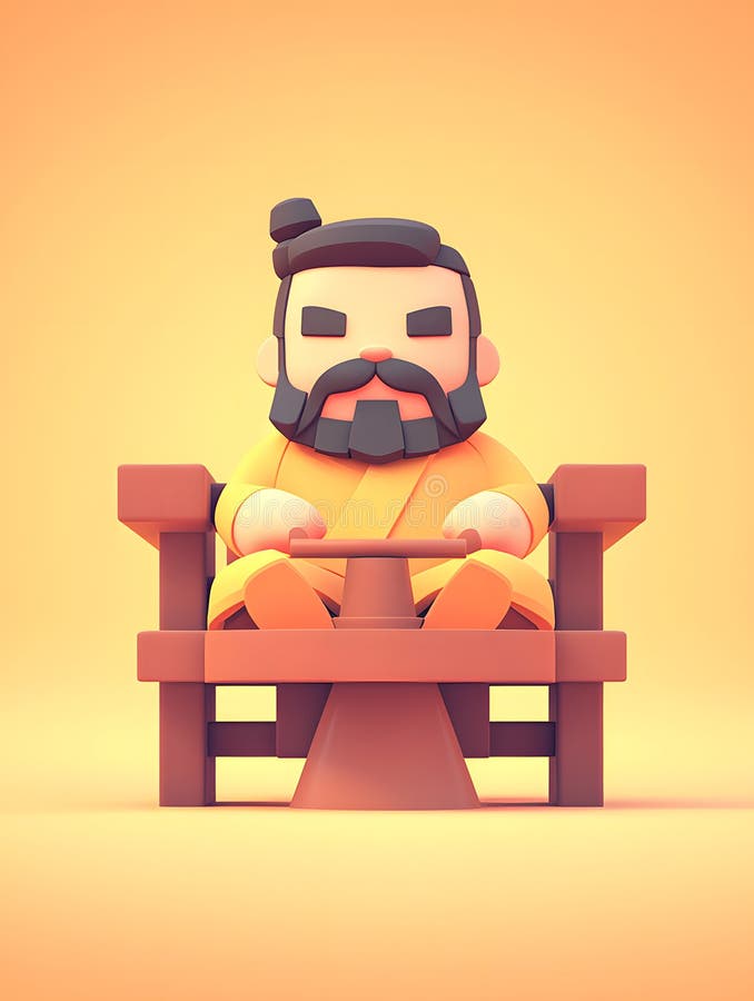 Cartoon Monk in Orange Robes, Meditating Stock Illustration ...