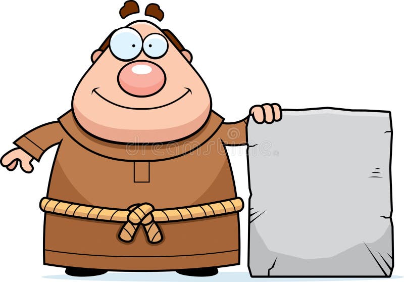 Cartoon Monk with a Walking Stick Stock Vector - Illustration of robe ...