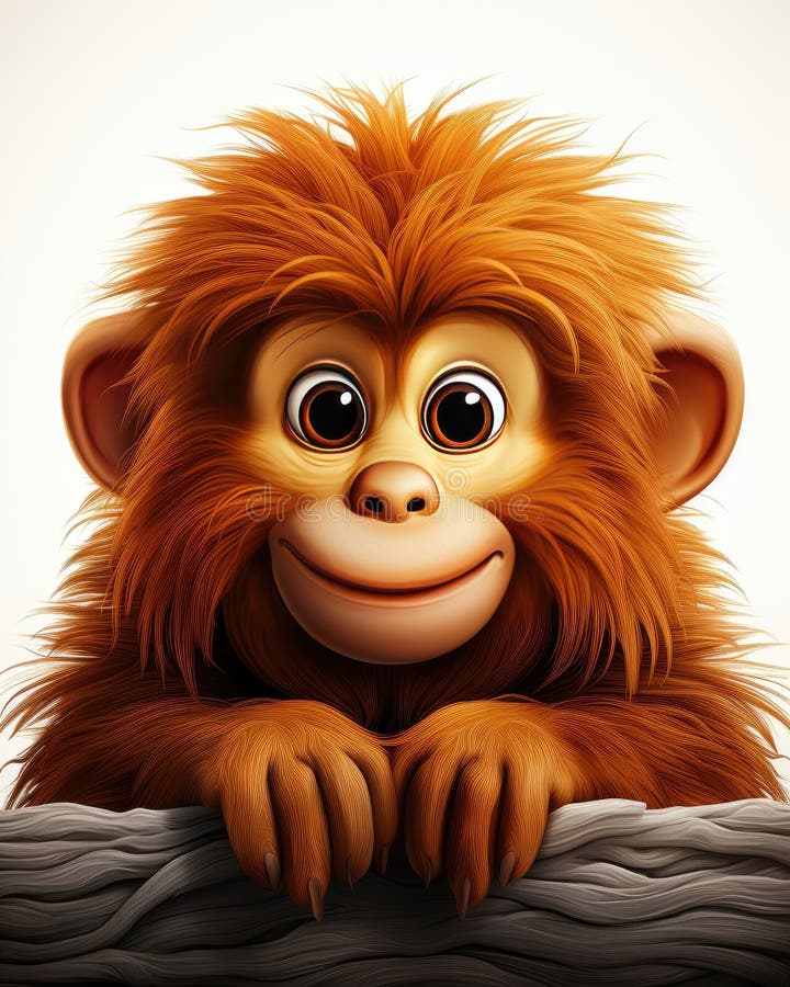 A Cartoon Monkey with Big Eyes Peeking Out from Behind a Rock ...