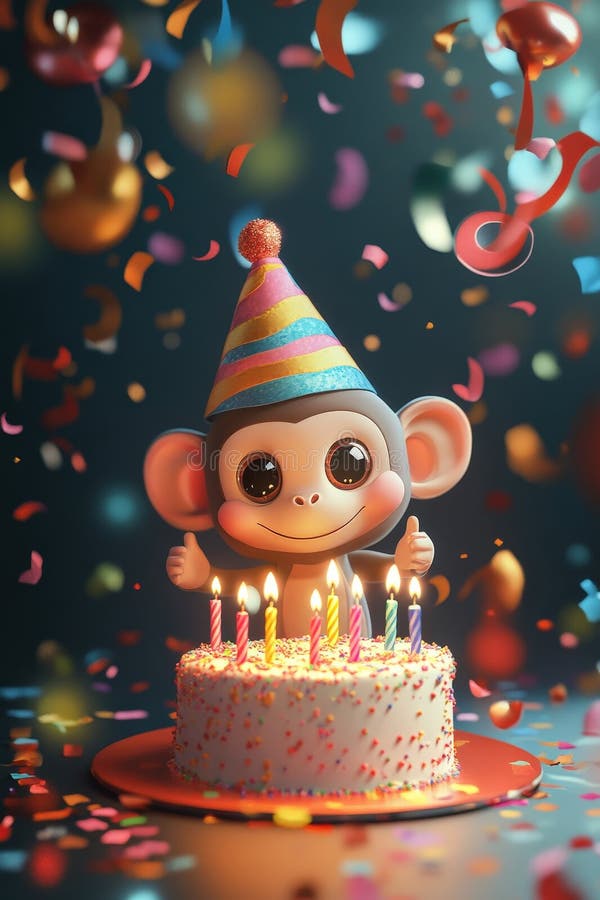 Cartoon Monkey with Cake. Selective Focus Stock Photo - Image of colorful, giraffe: 358684192