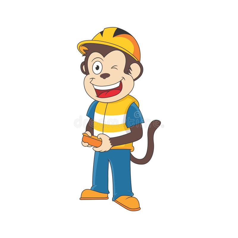 Cartoon Monkeys Bring Remote Stock Vector - Illustration of invitation ...