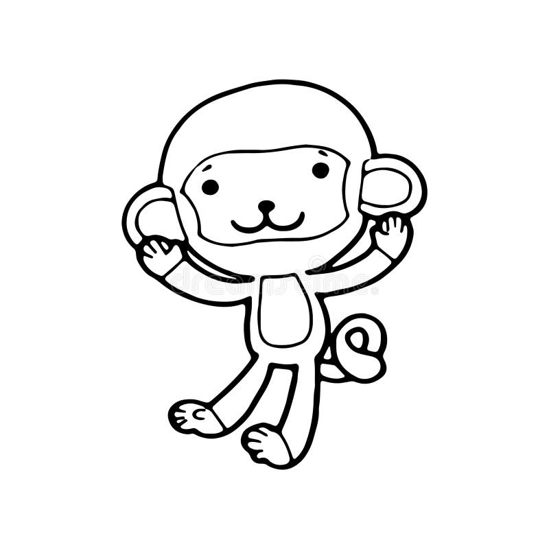 Cartoon Monkey Doodle Comic Illustration Vector Isolated on White ...