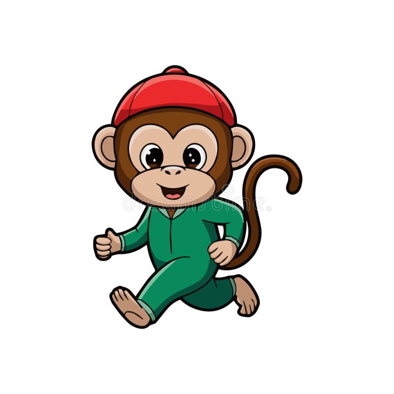 Cartoon Monkey with Funny Face Expression Vector Illustration Stock ...