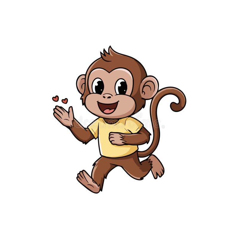 Cartoon Monkey with Funny Face Expression Vector Illustration Stock ...