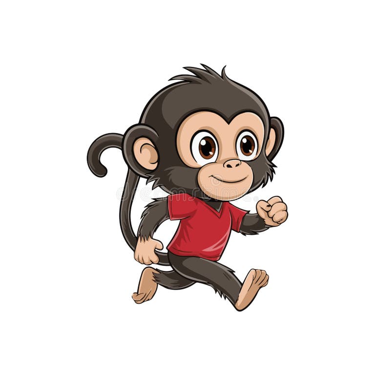 Cartoon Monkey with Funny Face Expression Vector Illustration Stock ...