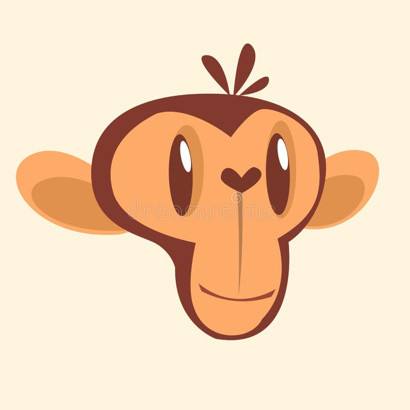 Cartoon Monkey Head. Flat Color Icon of Chimpanzee Character. Stock ...
