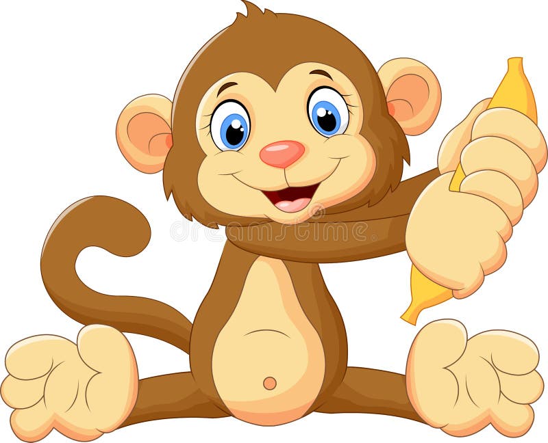 Cartoon Monkey Holding Banana Stock Illustrations – 519 Cartoon Monkey ...
