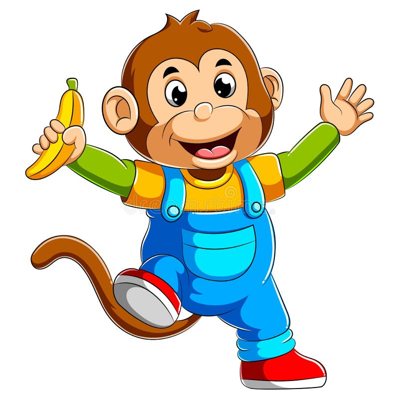 Cartoon Monkey Holding Banana Stock Vector - Illustration of chimpanzee ...