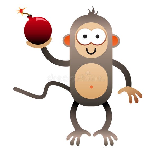 Cartoon Monkey Holding Bomb Stock Illustrations – 1 Cartoon Monkey ...