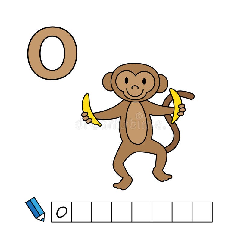 Cartoon Monkey Illustration with Russian Alphabet Stock Vector ...