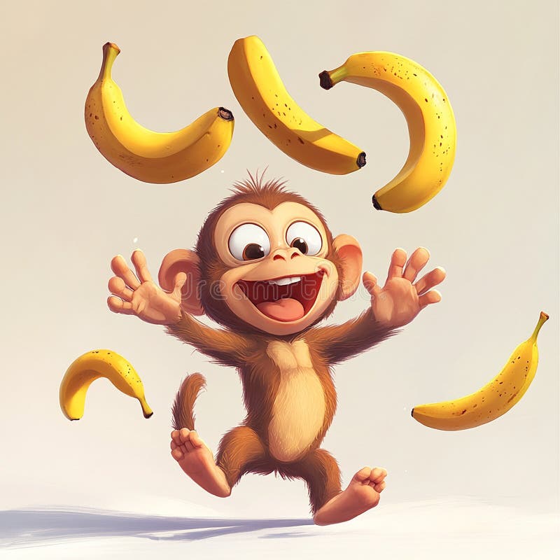 Cartoon Monkey Juggling Bananas Stock Illustration - Illustration of ...