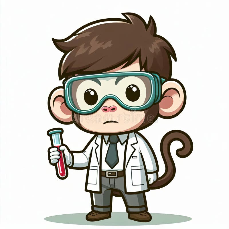 Cartoon Monkey in a Lab Doing Experiments Stock Illustration ...