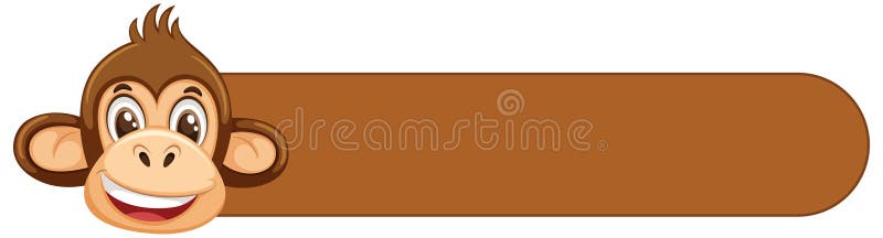 A Monkey Peeking Over a Blank Banner Stock Vector - Illustration of ...