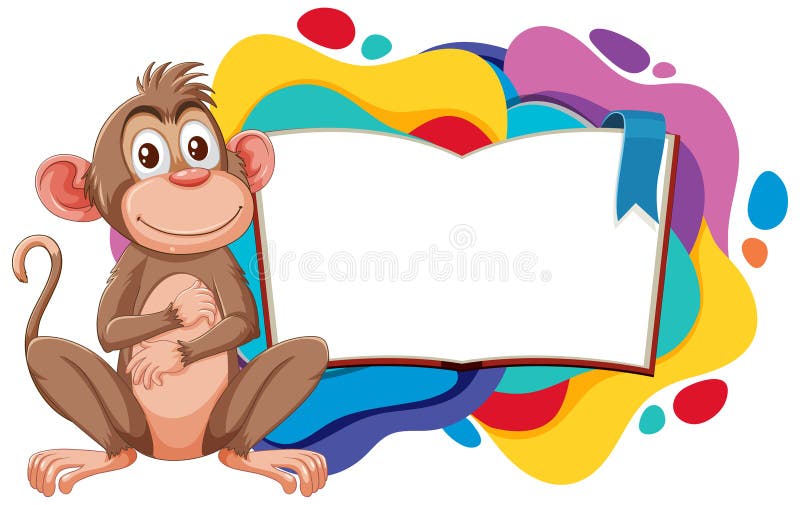 A Monkey Presenting a Blank Open Book Stock Vector - Illustration of ...