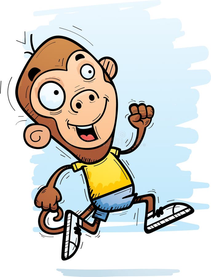 Running monkey cartoon. stock vector. Illustration of funny - 72085666