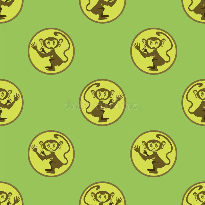 Cartoon Monkey Seamless Pattern Stock Vector - Illustration of banner ...