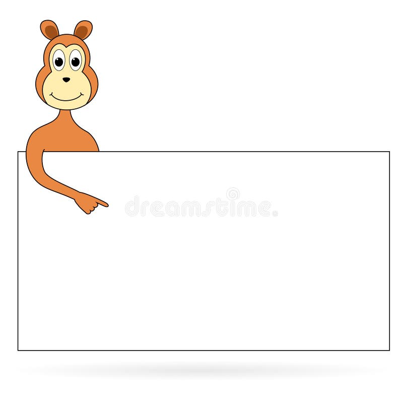 Cartoon Monkey with Sign Board Stock Vector - Illustration of board ...