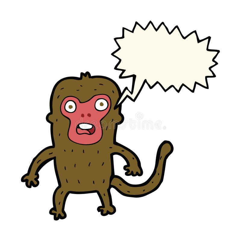 Cartoon Monkey with Speech Bubble Stock Illustration - Illustration of ...