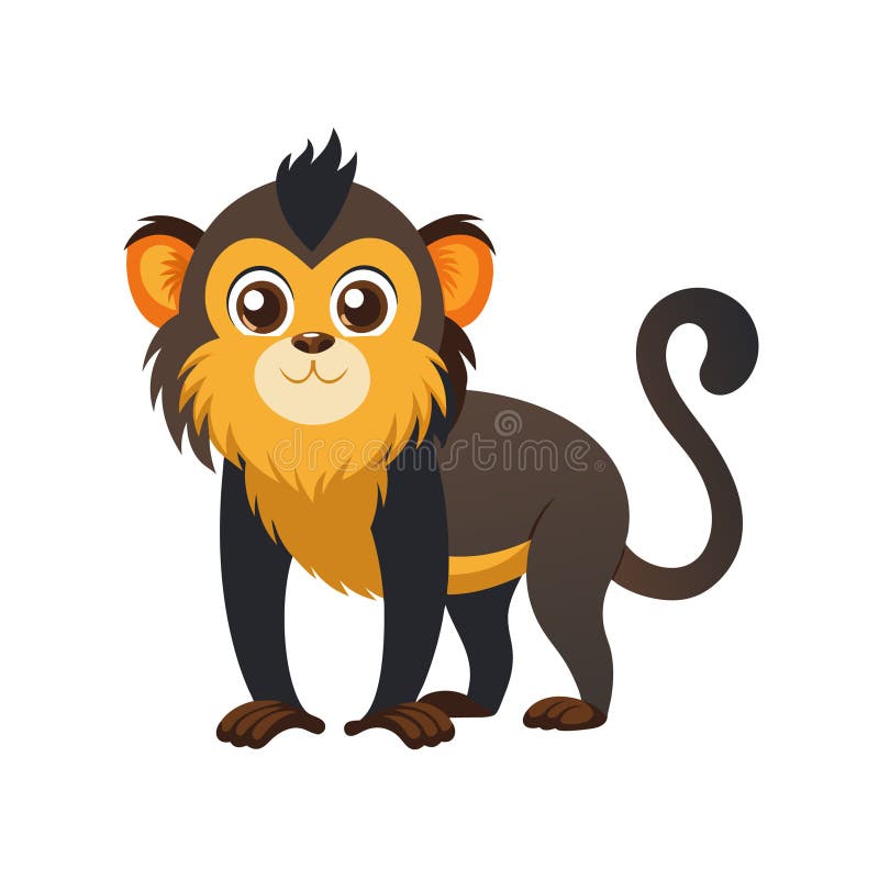 Cartoon Monkey Vector Illustration Posing on Isolated White Background ...