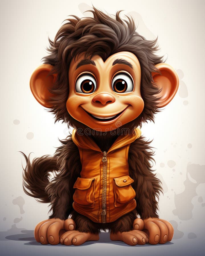 A Cartoon Monkey with Big Eyes Peeking Out of a Crack in the Ground ...