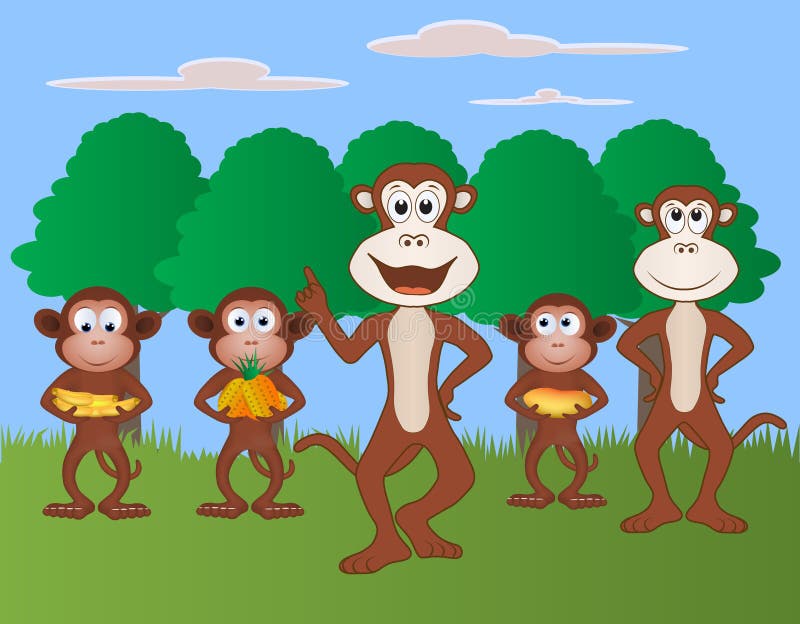 Cartoon of Monkeys Getting Ready To Party Stock Vector - Illustration ...