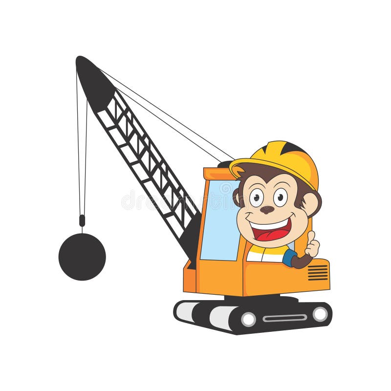 Cartoon Monkeys are Riding Heavy Equipment Stock Vector - Illustration ...