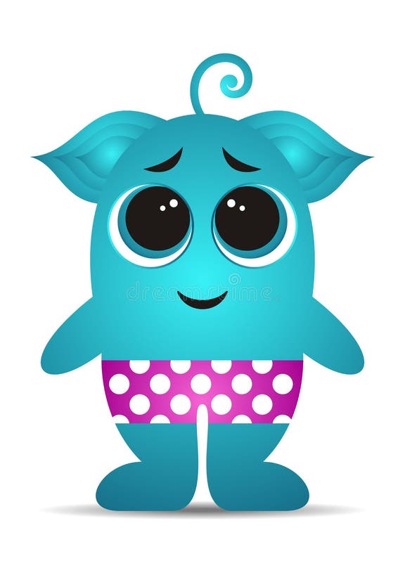 Shy Turquoise Cartoon Monster Vector Illustration Stock Illustrations ...