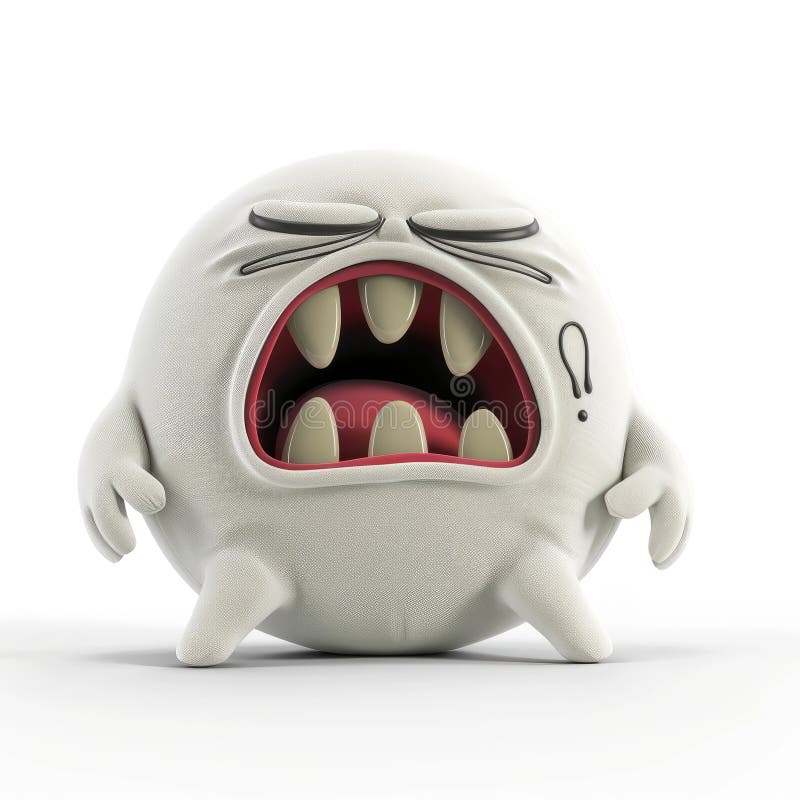 Angry White Monster Character 3D Render Stock Illustration ...