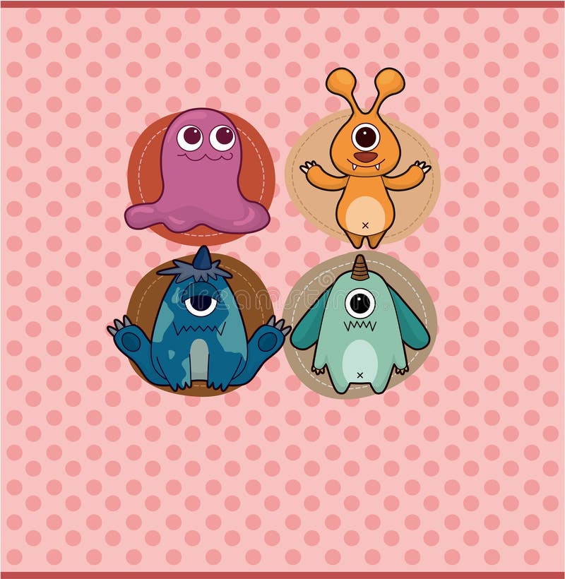 Cartoon monster card stock vector. Illustration of border - 19560004