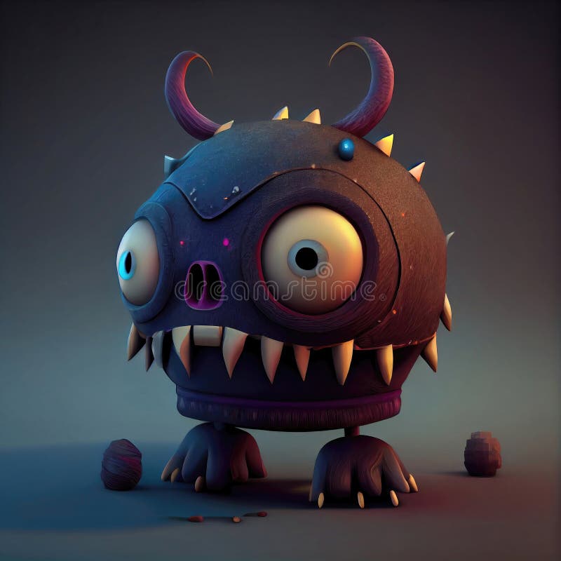 Cartoon Monster Character in Dark Color Stock Illustration ...