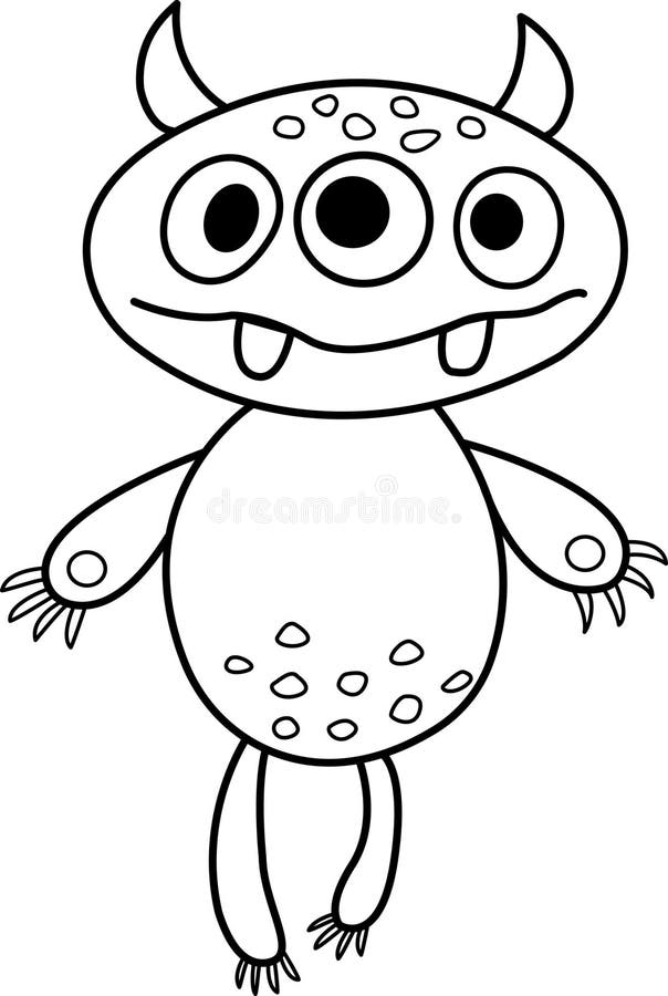 Cartoon Monster for Coloring Page. Stock Vector - Illustration of ...
