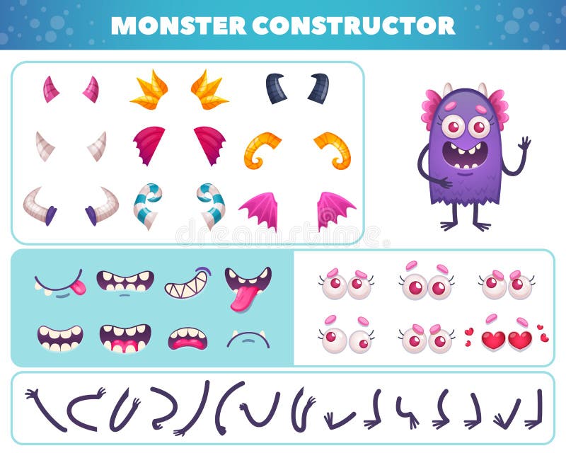 Cartoon Monster Constructor Stock Illustrations – 99 Cartoon Monster ...