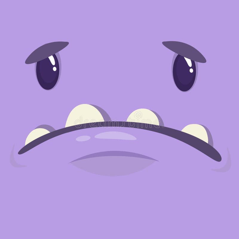 Cartoon Monster Face. Vector Halloween Blue Monster Avatar. Stock ...