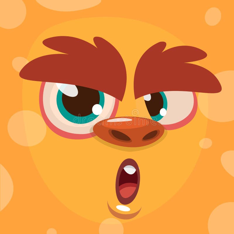 Cartoon Monster Face. Vector Halloween Orange Monster Avatar. Stock ...