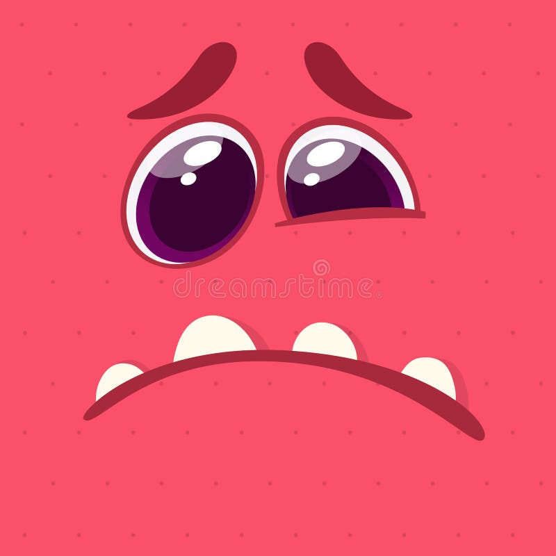 Cartoon Monster Face. Vector Halloween Red Smiling Monster Avatar with ...