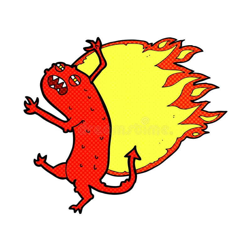 Cartoon monster on fire stock illustration. Illustration of retro ...
